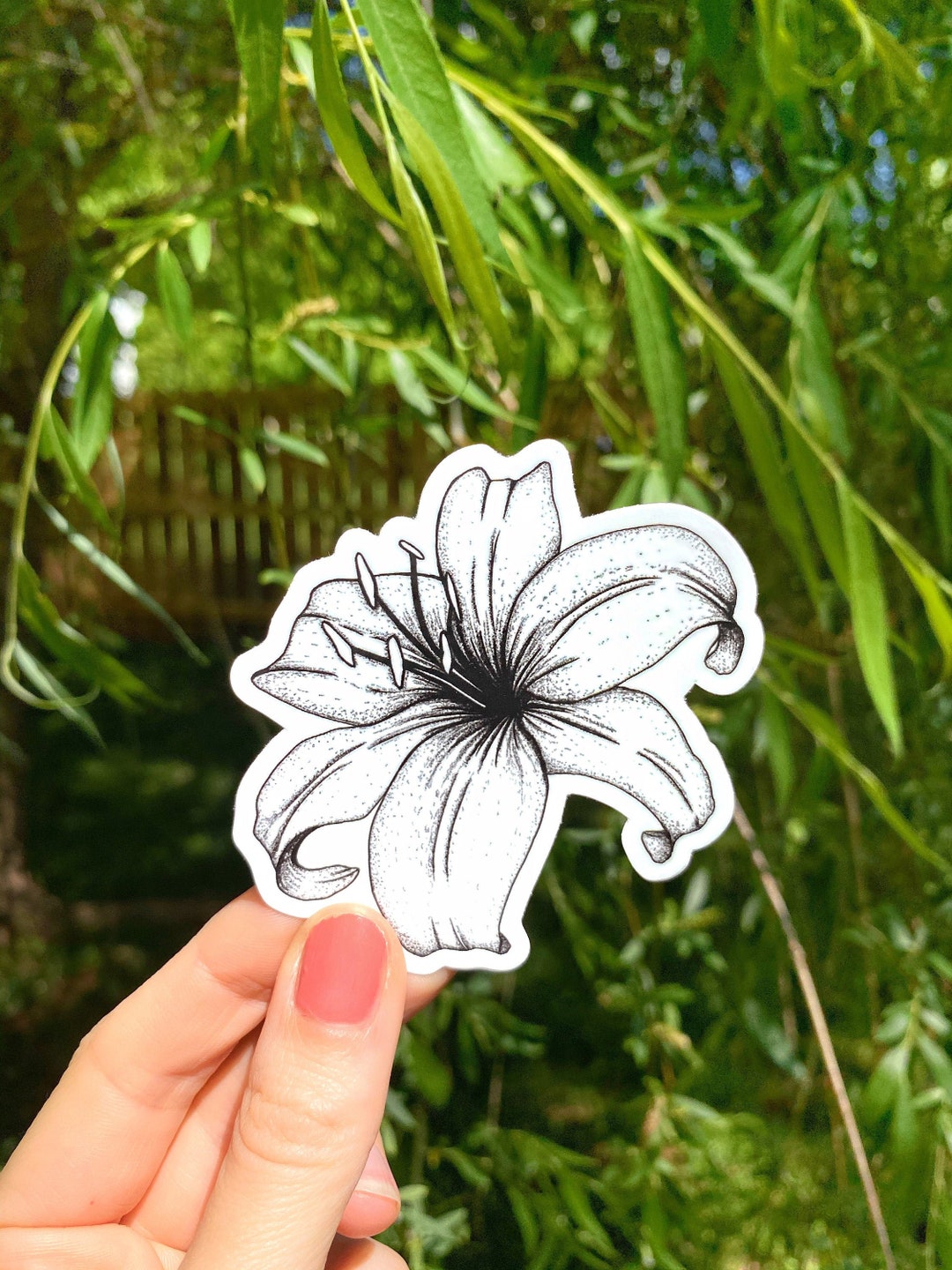 Lily Flower Sticker - Vinyl, Matte, Waterproof - Floral Plant Botanical ...