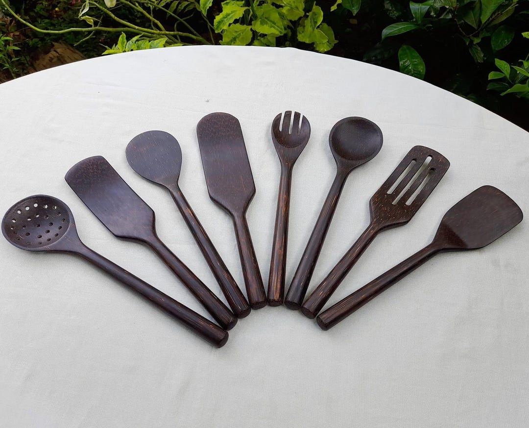 Handmade Wood Spoon Set kithul,8 PCS Total Wooden Utensils, Kitchen ...