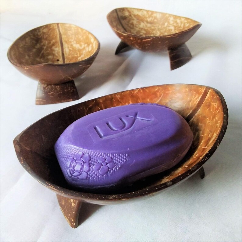 BUY 3 Get 1 Free Coconut Shell Soap Dish Tray, Soap Holder, Natural ...