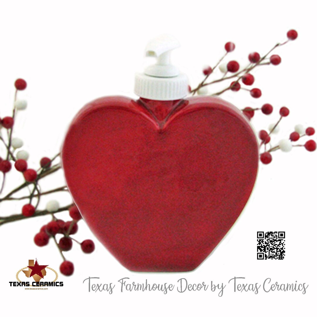 Red Heart Soap Dispenser for Kitchens, Bath Vanity or Office, Valentine ...