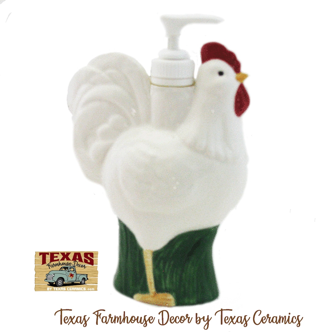 Chicken Rooster Soap Dispenser Tall White Ceramic Hen - Etsy