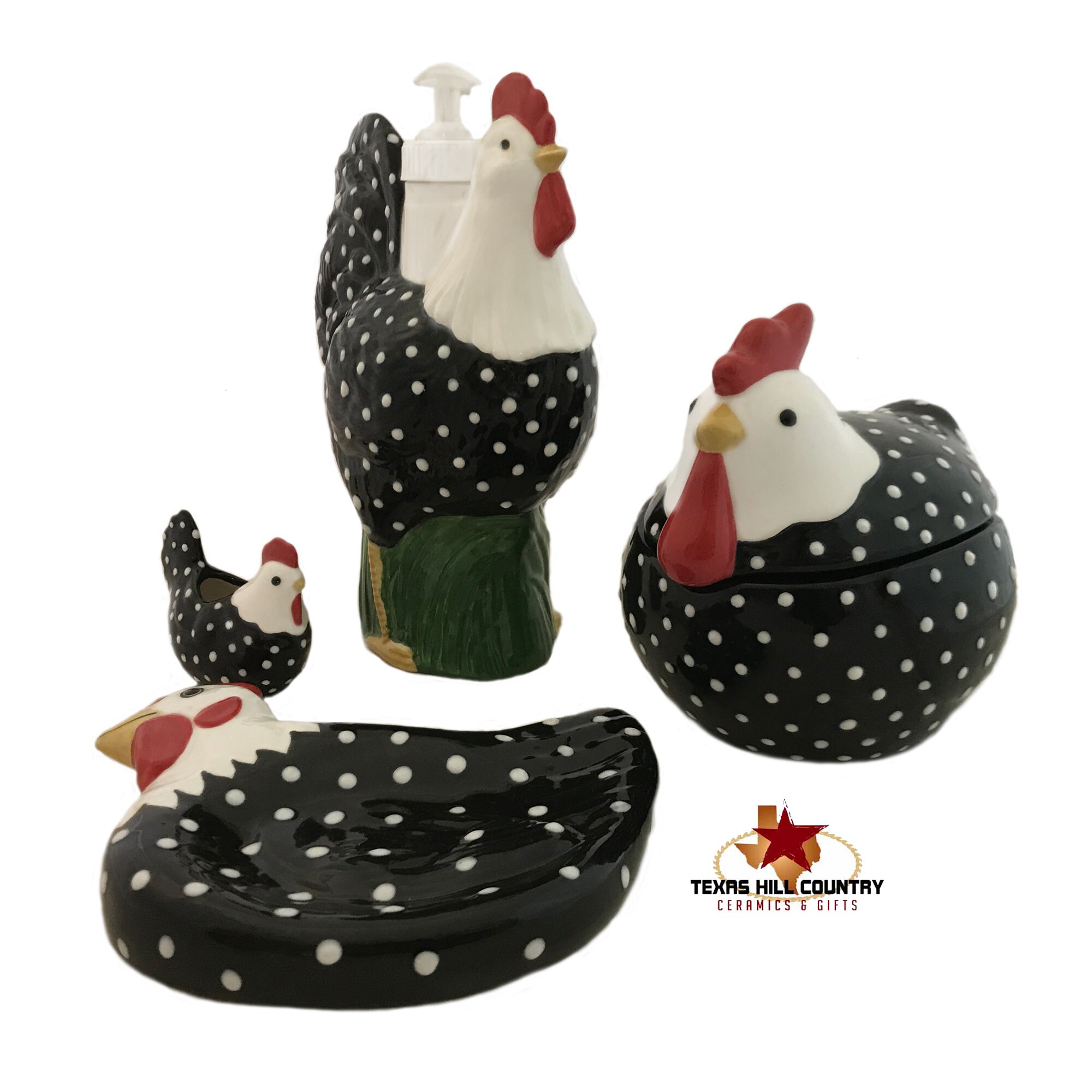 Retro Chicken Sugar Bowl With Lid in Black With White Dots - Etsy