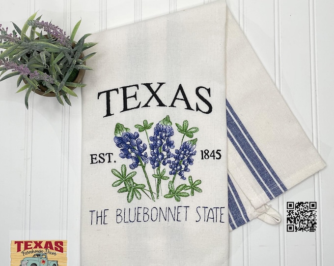 Texas State Flower Tea Towel | 18x28" Towel | Bluebonnet Flower ...