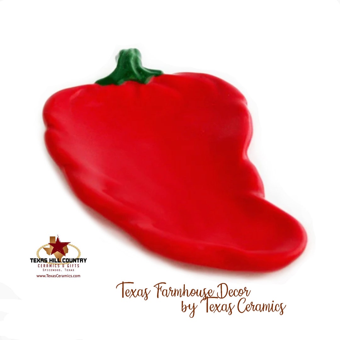 Red Chili Pepper Tea Bag Holder, Small Ceramic Teaspoon Rest Southwest ...