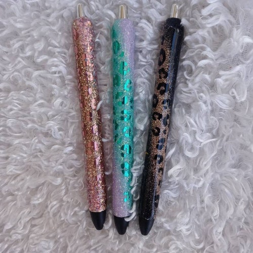 Personalized Epoxy Glitter Black Ink Pen: Refuillable - Etsy