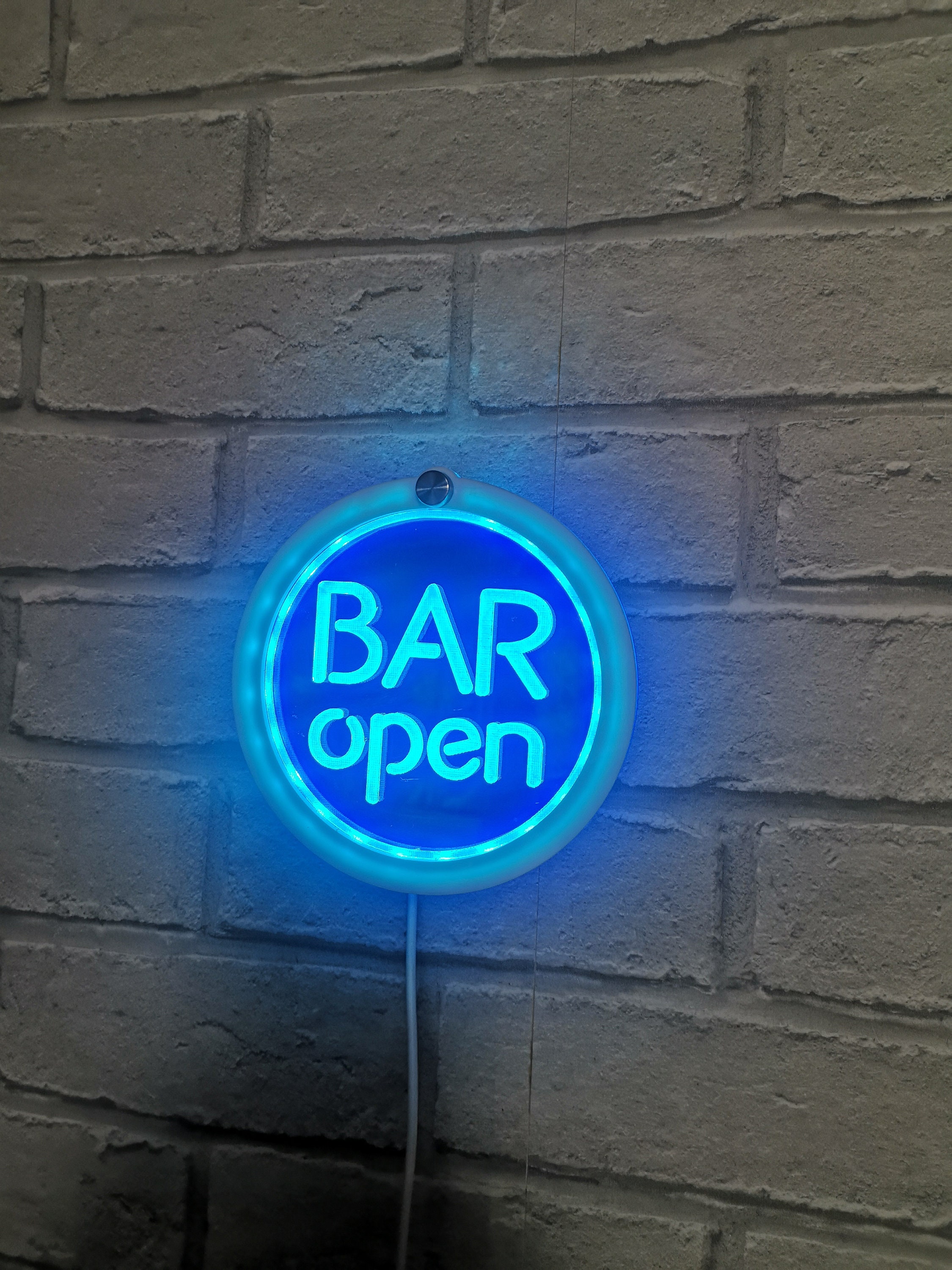 Bar open sign amazing led round light 7 colour changing with | Etsy