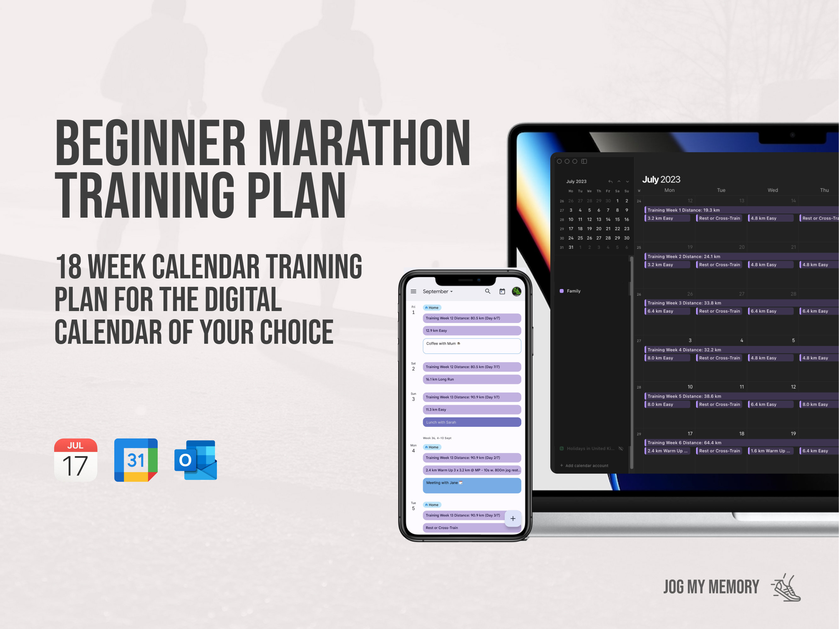 Beginner 18-week Marathon Training Plan for Google Calendar, Apple ...