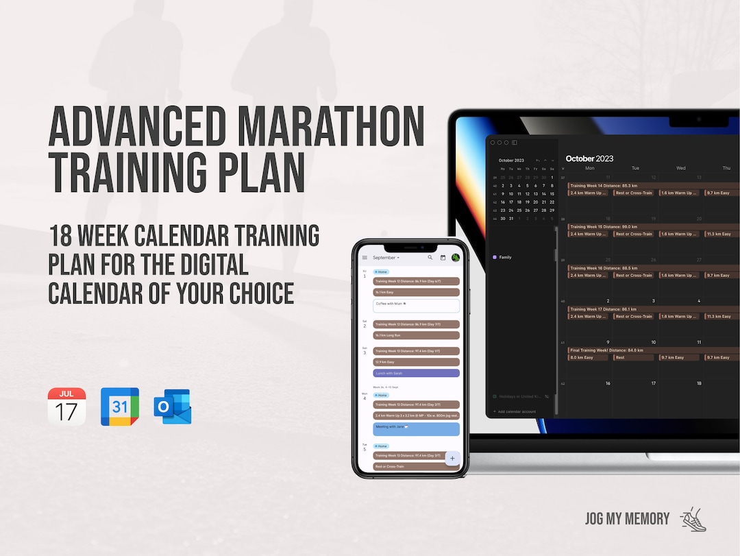 Advanced 18-week Marathon Training Plan for Google Calendar, Apple ...