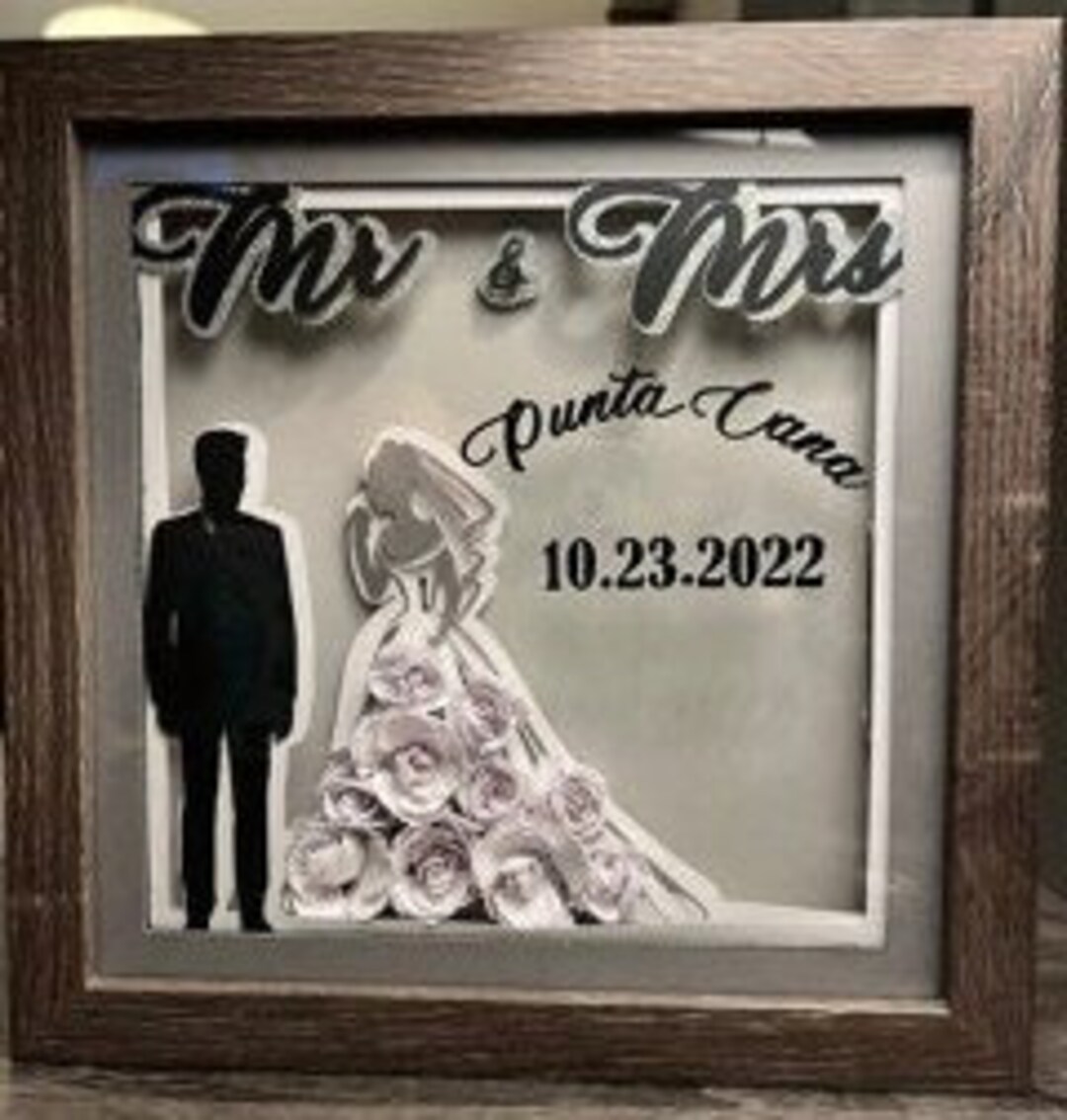 Mr and Mrs Shadow Box, Wedding Gift, Shadow Box Flowers, Marriage Decor ...