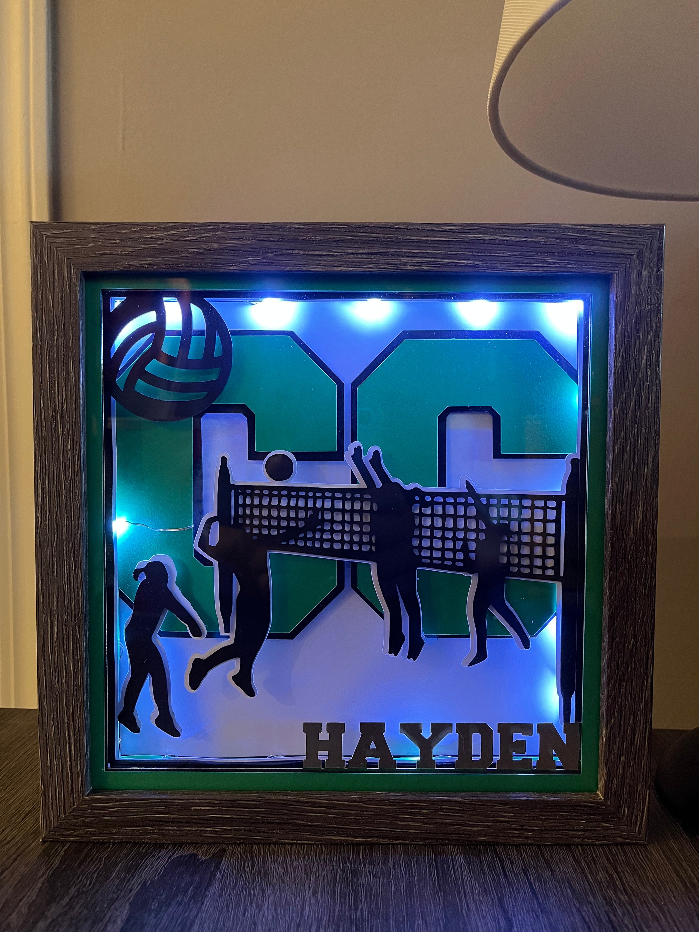 Custom Sports Team Volleyball Shadow Box, Personalized Volleyball Light ...