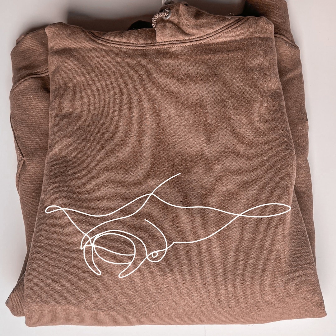 Manta Ray Line Art Hoodie, Single Line Art Ocean Animals Pullover ...