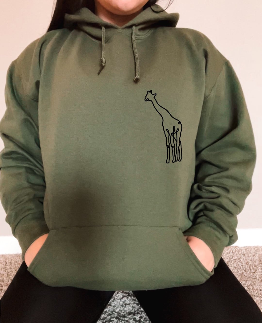 Giraffe Hoodie, Giraffe Line Art Sweatshirt, Safari Animal Crewneck ...