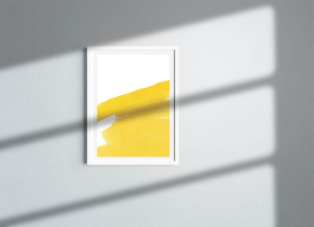 Abstract Print, Yellow Watercolor, Printable Wall Art, Digital Download ...