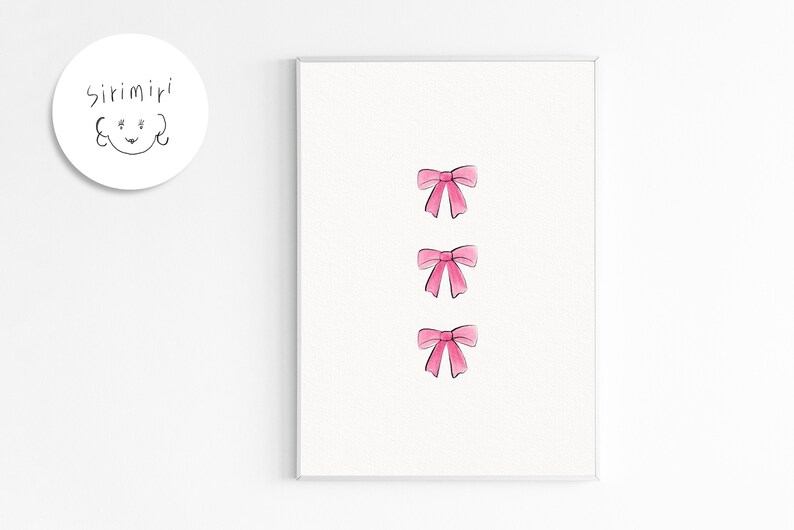 Watercolor Pink Ribbon Print Wall Art, Bow Ribbon, Baby Girl Nursery ...