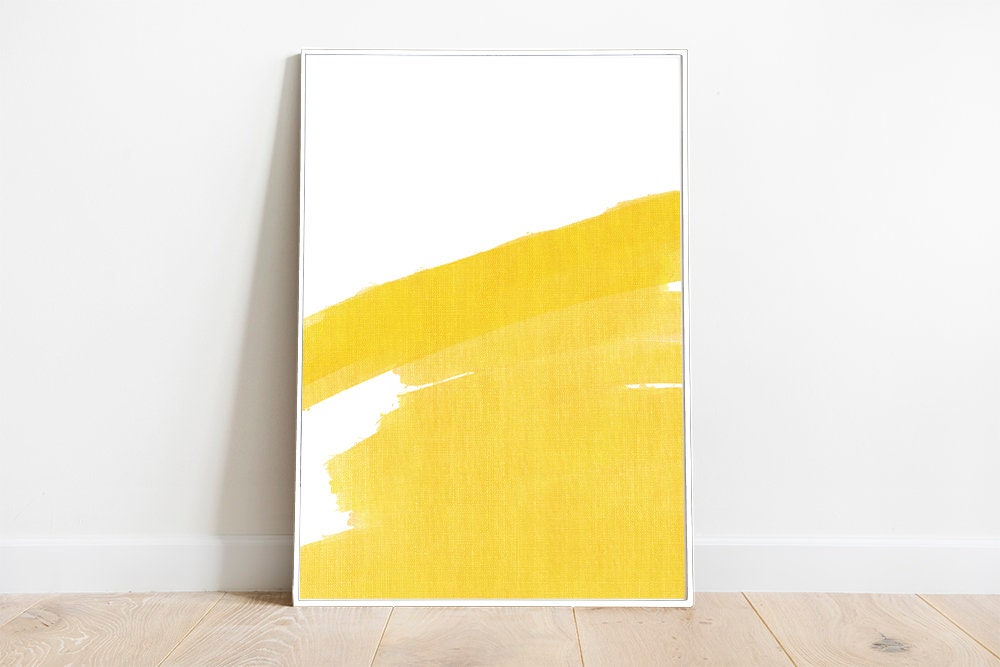 Abstract Print, Yellow Watercolor, Printable Wall Art, Digital Download ...