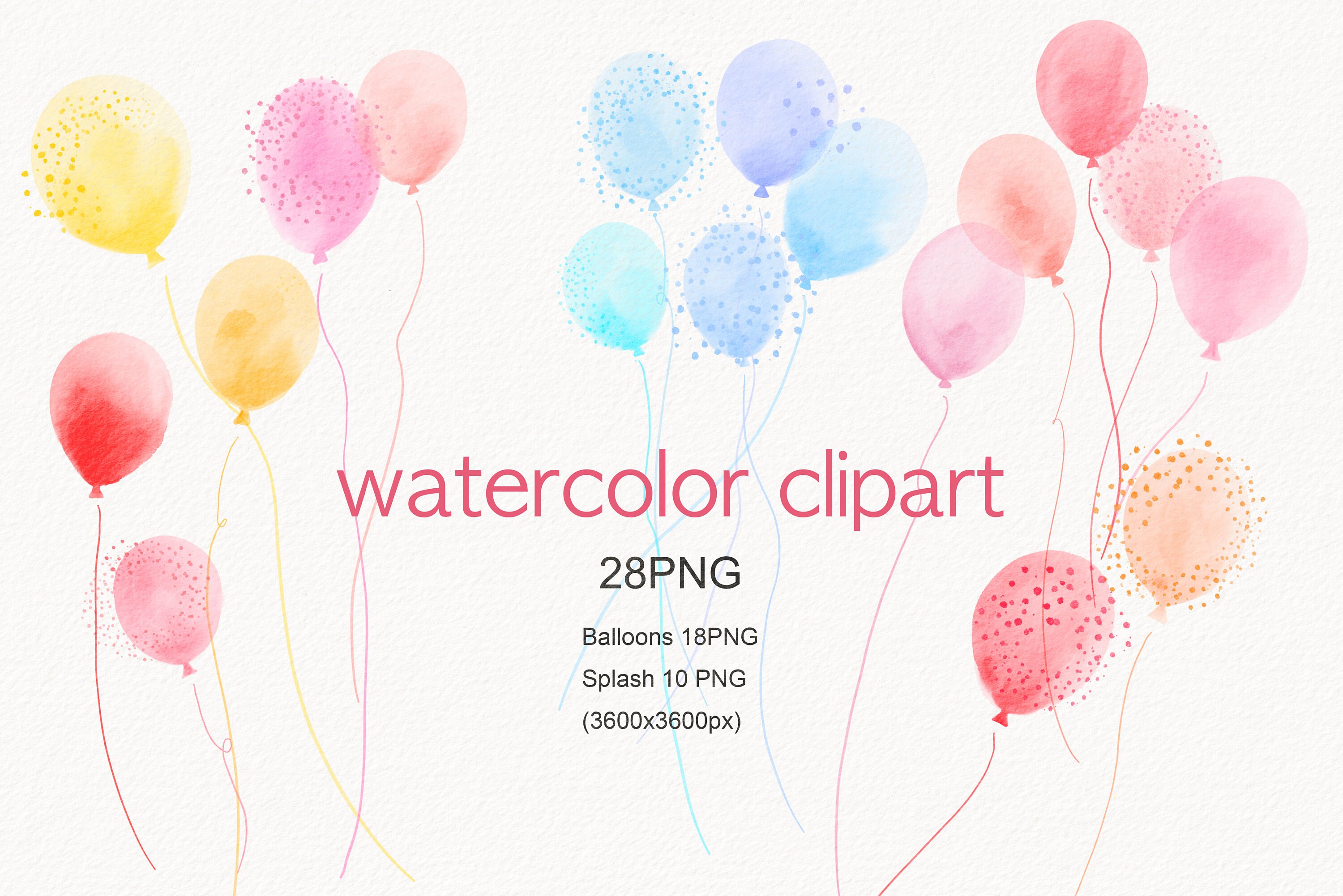 Watercolor Pastel Balloons Clipart, Hand Painted, Birthday Clipart ...