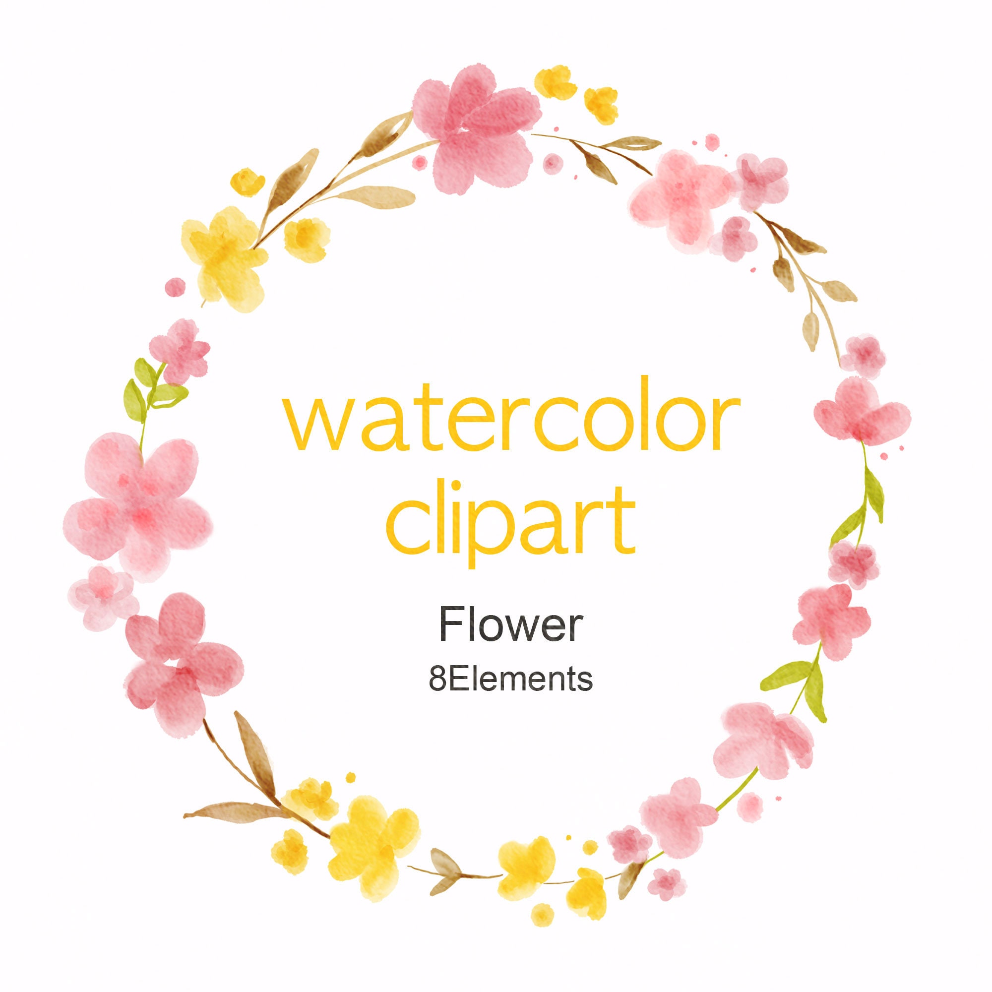 Wildflowers Wreath Clip Art, Floral Frame, Watercolor Flowers ...