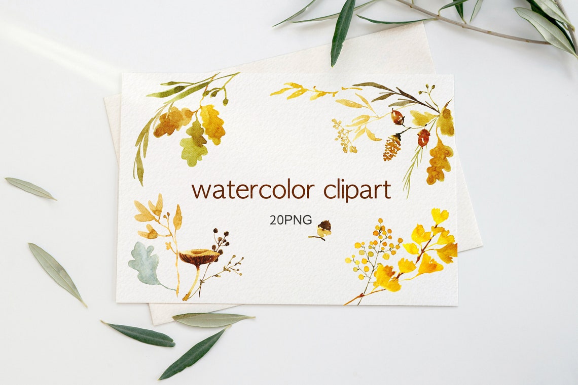 Watercolor Autumn Leaves Clip Art, Fall Frames, Autumn Botanical ...