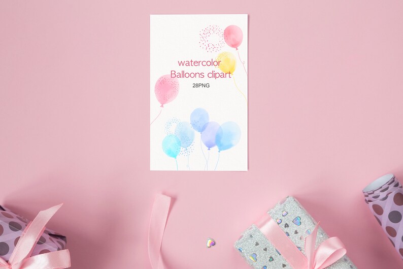 Watercolor Pastel Balloons Clipart, Hand Painted, Birthday Clipart ...