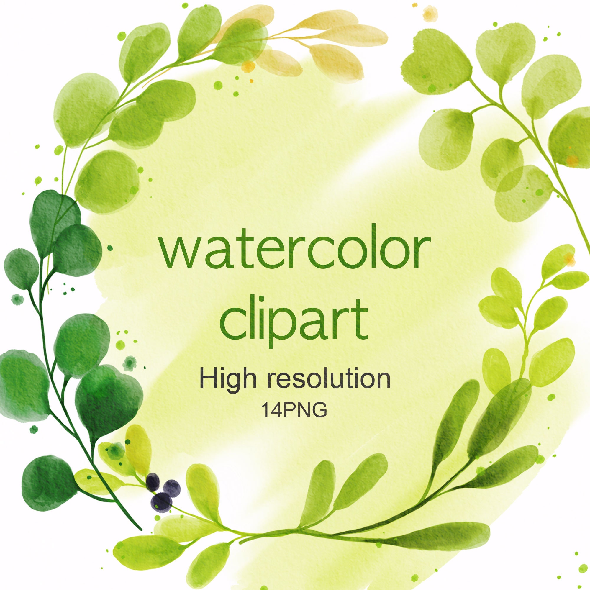 Watercolor Leaf Frame, Greenery Leaves, Plants, Leaves Wreath Clipart ...