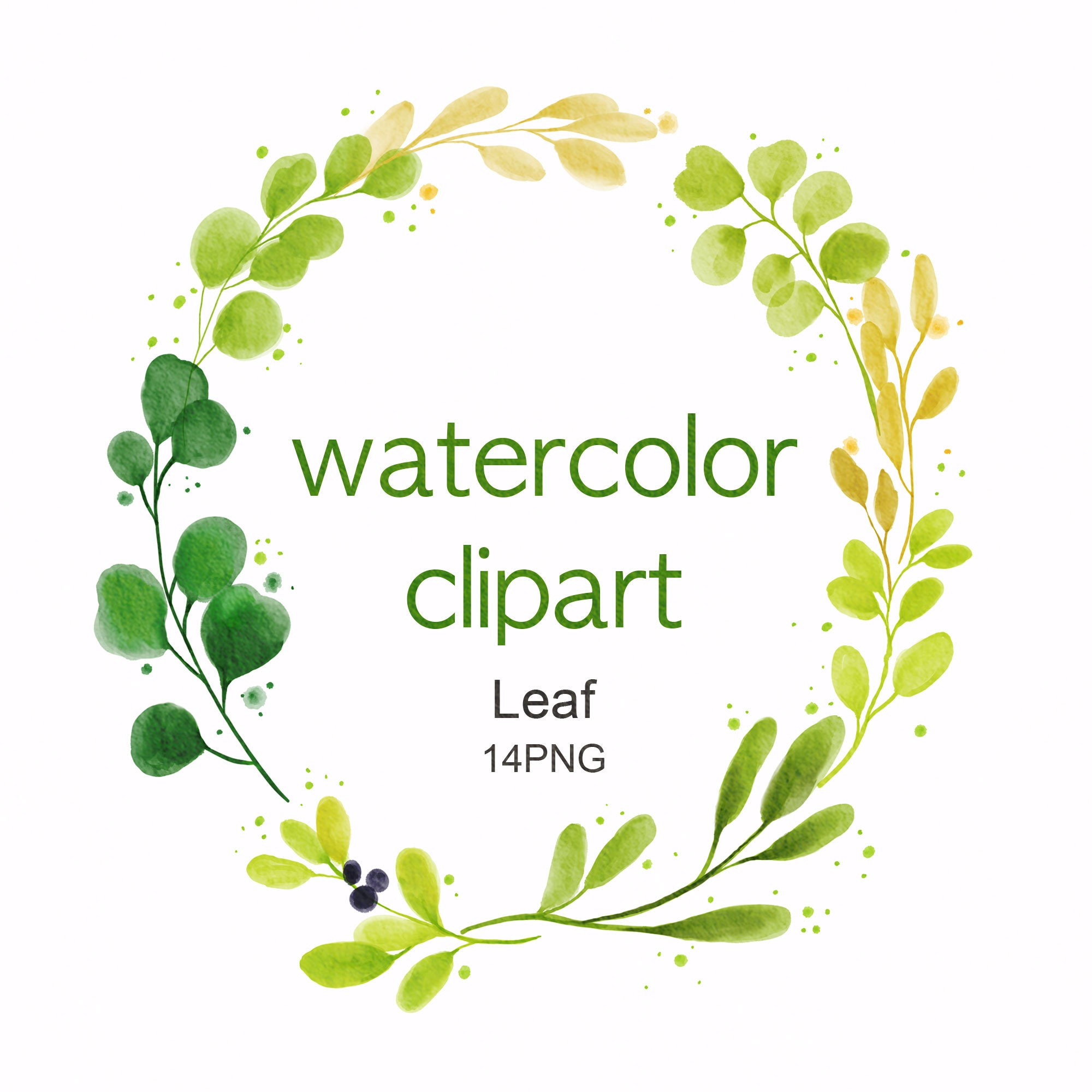 Watercolor Leaf Frame, Greenery Leaves, Plants, Leaves Wreath Clipart ...