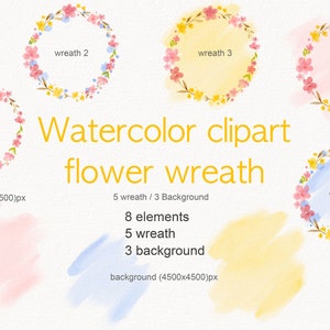 Wildflowers Wreath Clip Art, Floral Frame, Watercolor Flowers ...