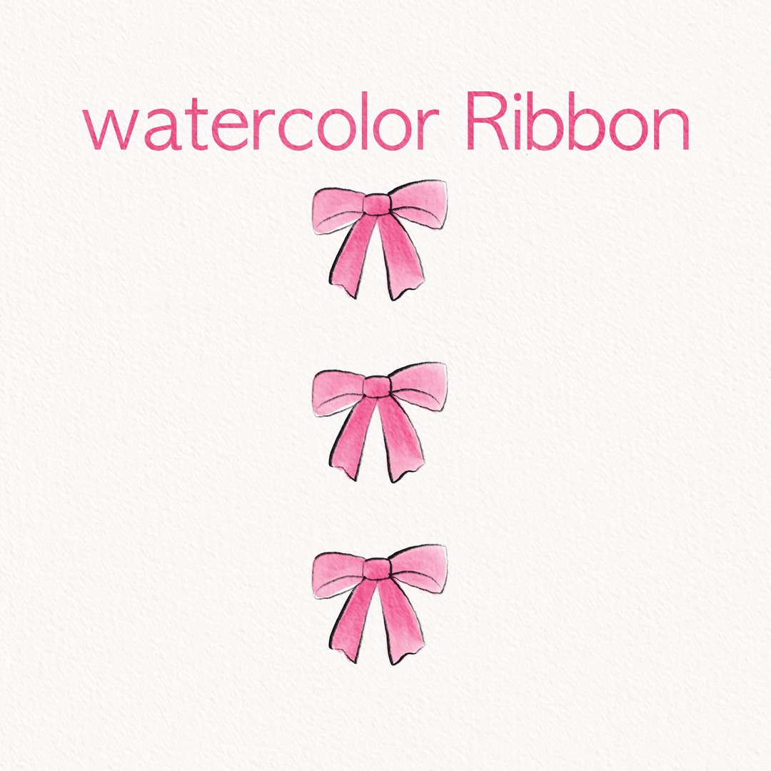 Watercolor Pink Ribbon Print Wall Art, Bow Ribbon, Baby Girl Nursery ...