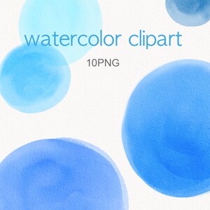 Blue Watercolor Circles Clipart Png Watercolor Logo Round | Etsy