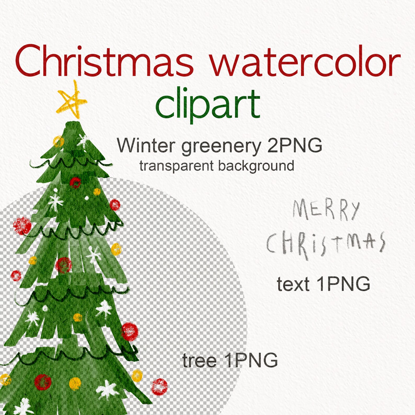 Christmas Tree Watercolor Clipart, Winter Greenery, Christmas Clipart ...
