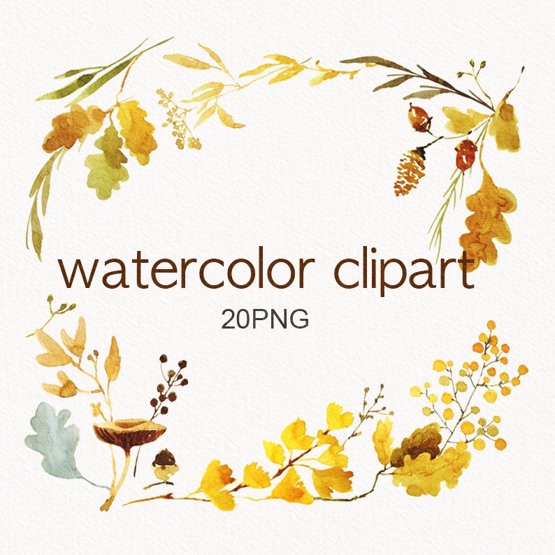 Watercolor Autumn Leaves Clip Art, Fall Frames, Autumn Botanical ...