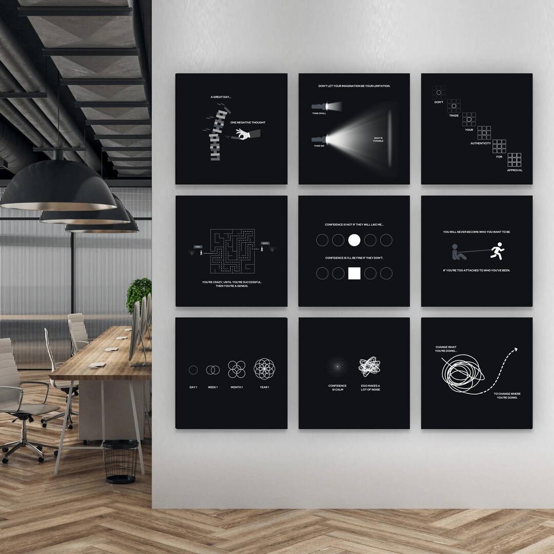 300 Success & Wisdom Printable Visual Art Infographics Office Room ...