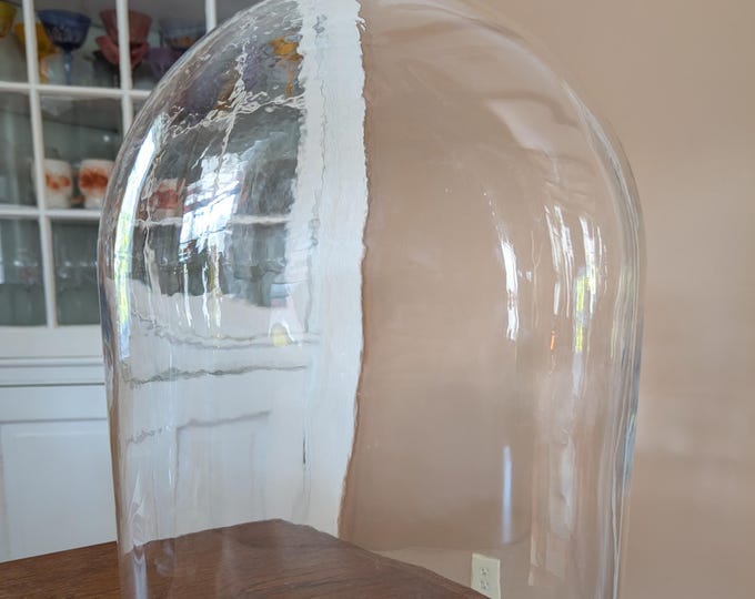 Vintage Style Oval Glass Cloche Dome With Black Base | 17” X 12” X 7 ...