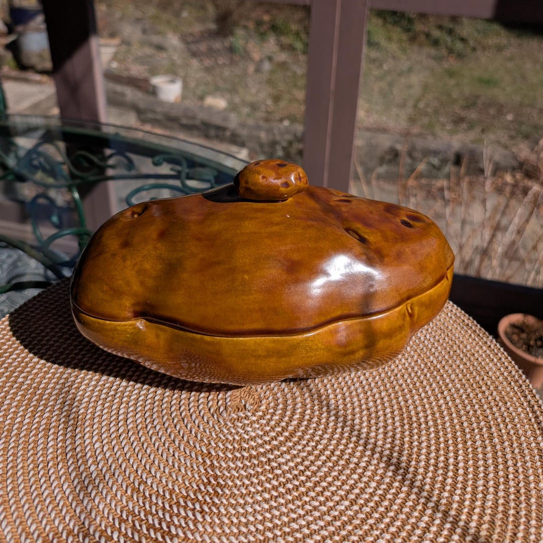 Vintage Potato Shaped Covered Dish | Handcrafted Ceramic Casserole ...