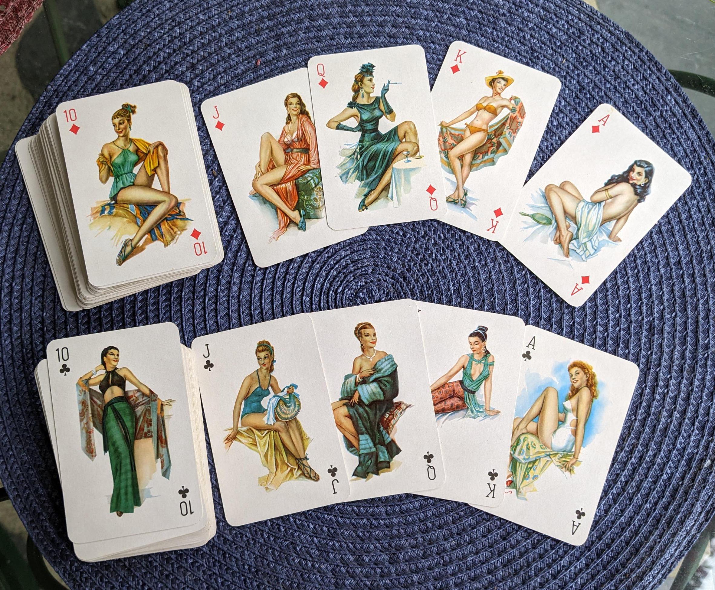 Vintage Pin up Playing Cards Double Set of 2, 54pcs X 2, GDR Playing Cards - Etsy