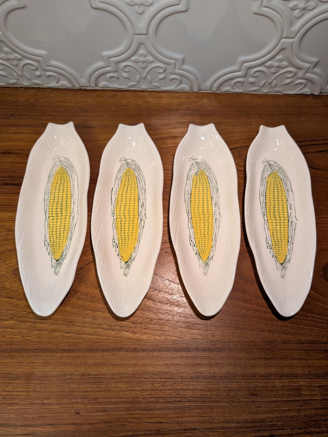 Vintage Mid-century Corn on the Cob Plates – Set of 4 – 1950s Ceramic ...
