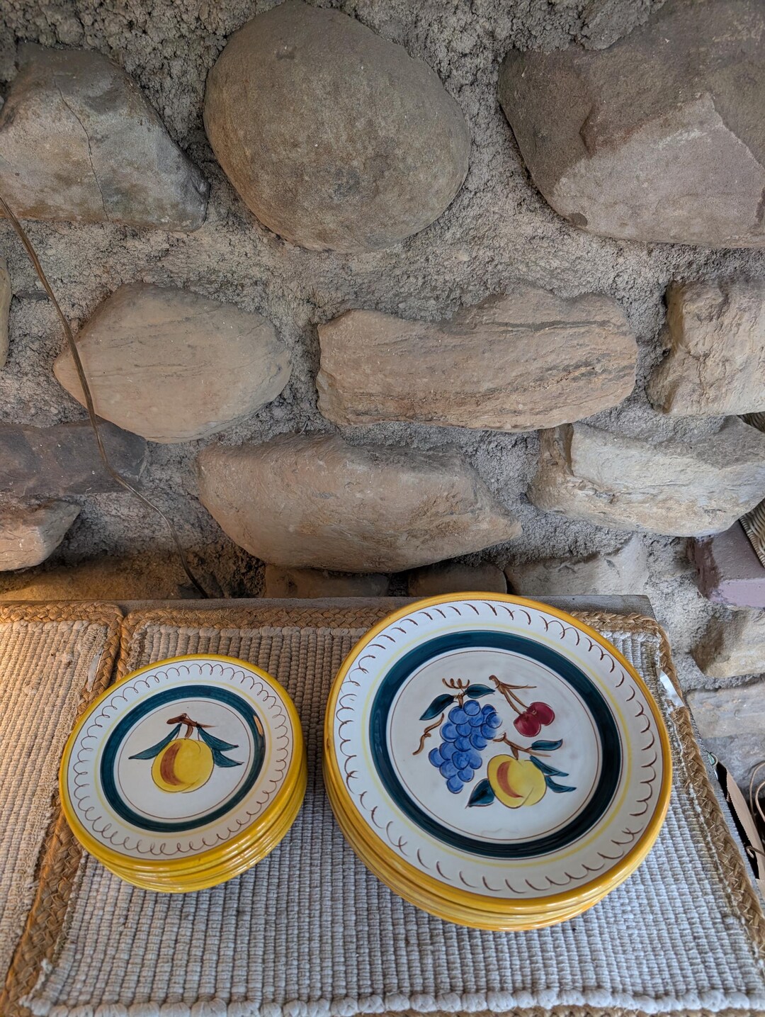 Vintage Stangl Pottery Fruit Dinnerware Set - Hand Painted Plates, 16 ...
