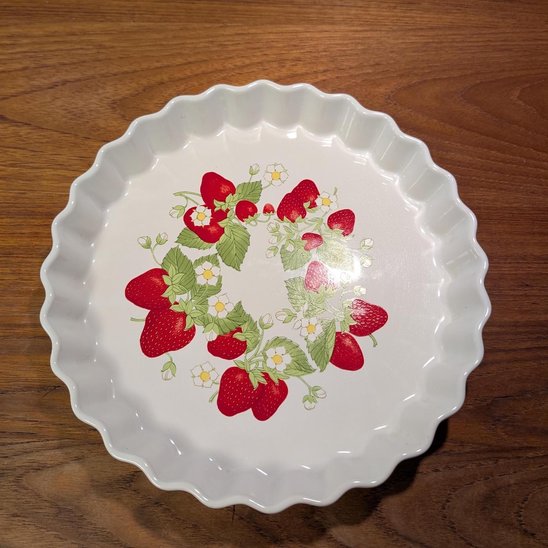 Vintage Action Stoneware Quiche Tart Dish – 10” Strawberry Design Pie ...