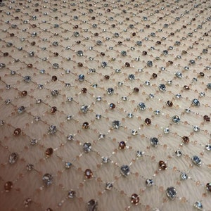 High-end Rhinestone Embellished Fabric | Luxurious Beaded Mesh for Prom ...