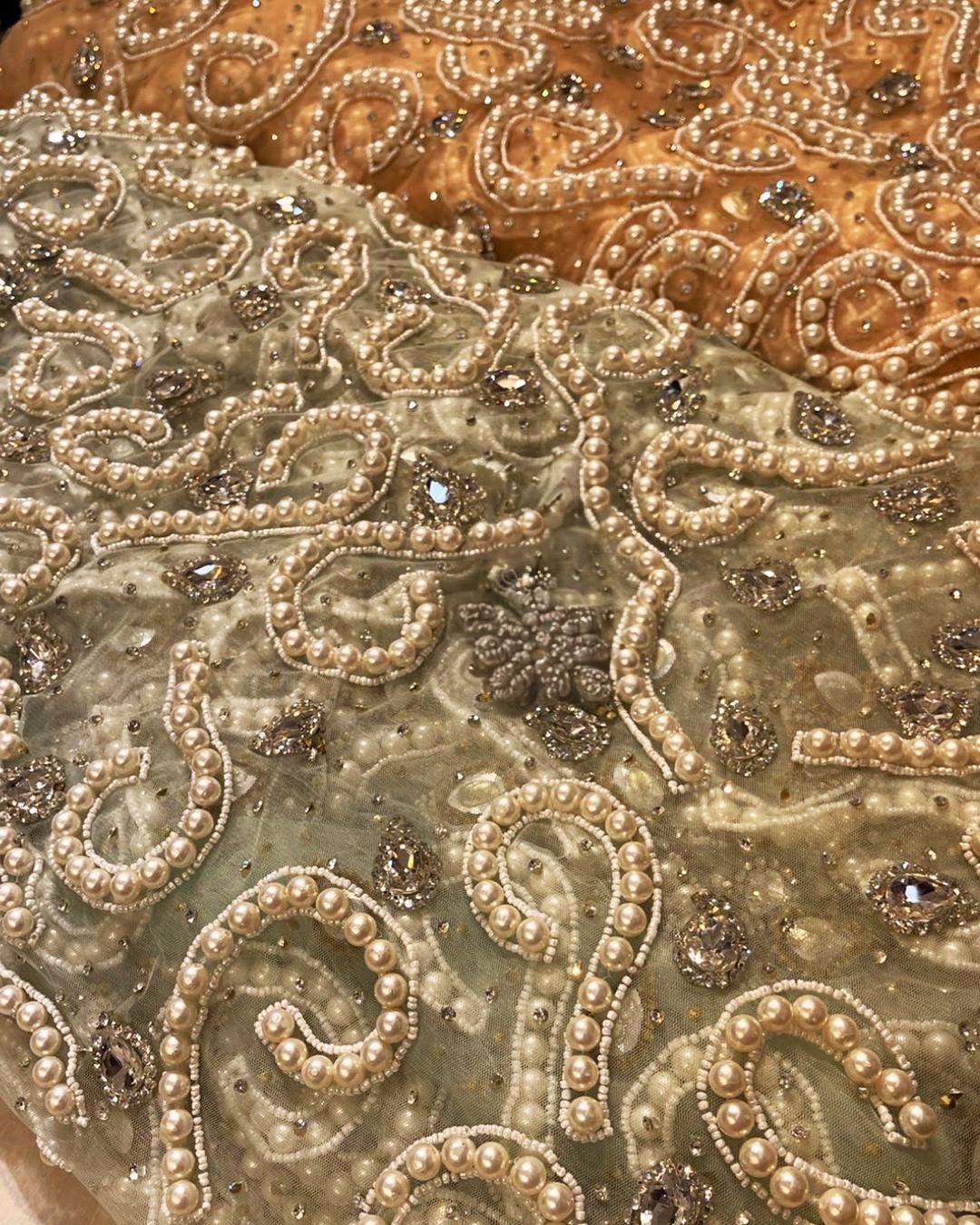 Vogue Runway Inspired Fabric - Pearl Embellished Tulle Mesh Fabric - Etsy