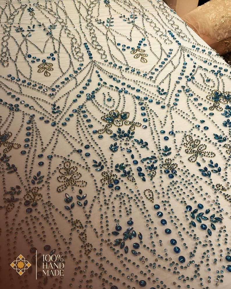 Luxurious Hand Beaded Rhinestone Fabric for Haute Couture - Sold per ...