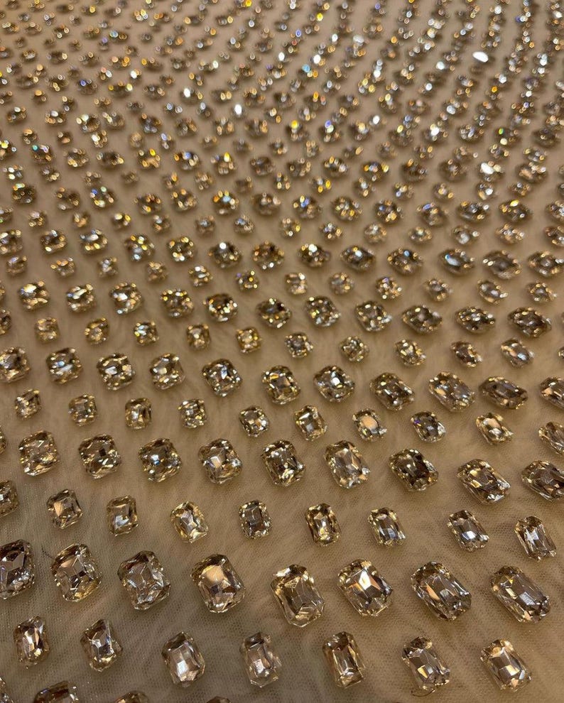 Sleek Square Rhinestone Fadeaway Runway-inspired Mesh Fabric for ...