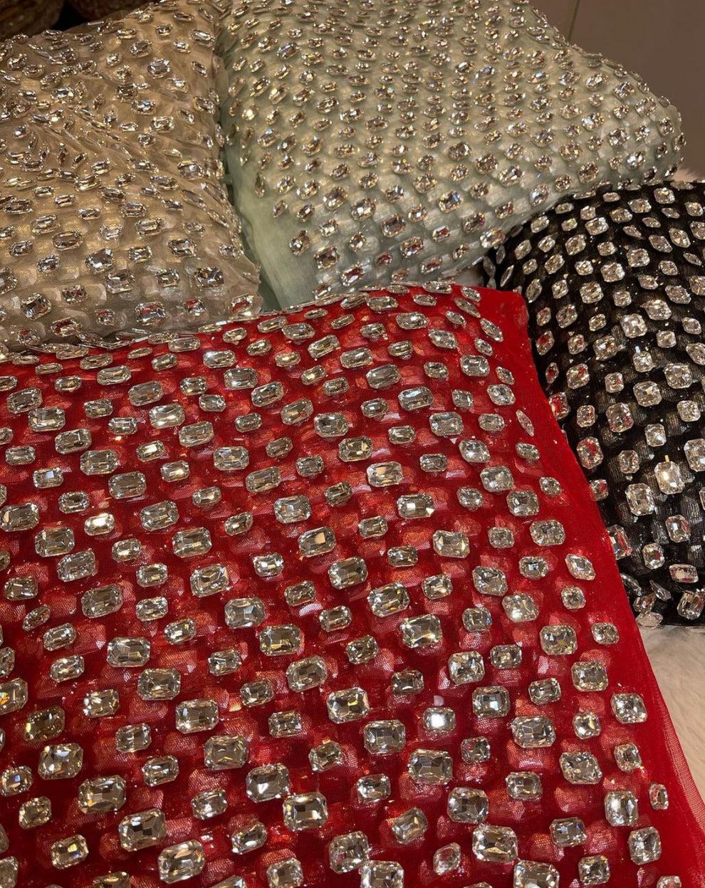 Sleek Square Rhinestone Fadeaway Runway-inspired Mesh Fabric for ...