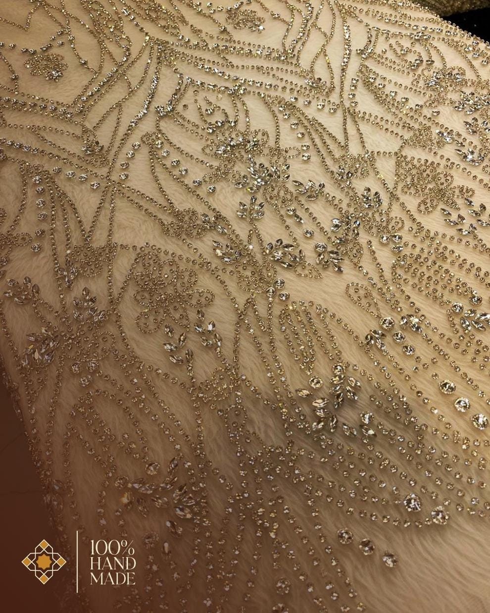 Luxurious Hand Beaded Rhinestone Fabric for Haute Couture - Sold per ...