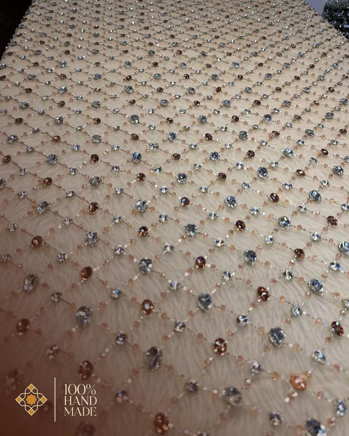 High-end Rhinestone Embellished Fabric | Luxurious Beaded Mesh for Prom ...