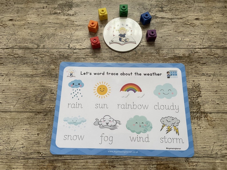 Weather Trace Laminated Worksheet - Etsy