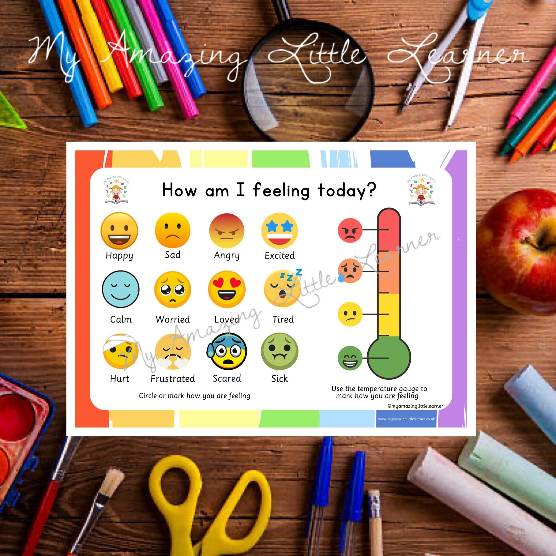 Emotions Laminated Worksheet With Gauge - Etsy