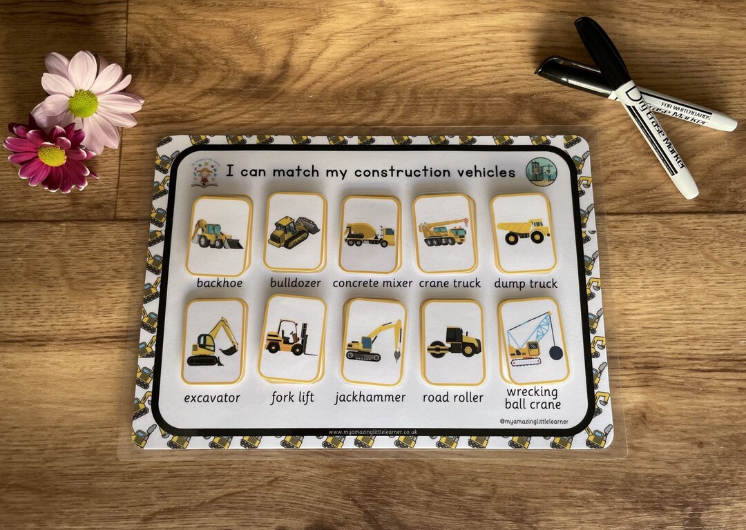 Construction Vehicles Velcro Activity Mat - Etsy