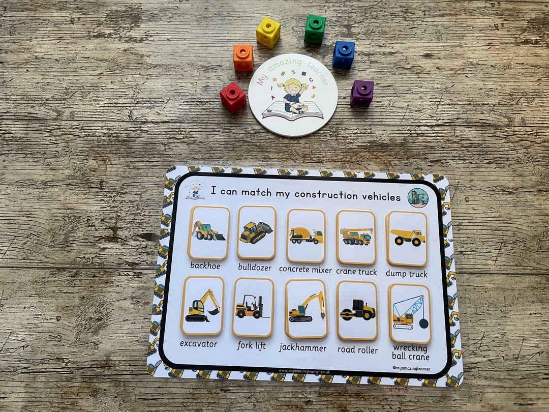 Construction Vehicles Velcro Activity Mat - Etsy