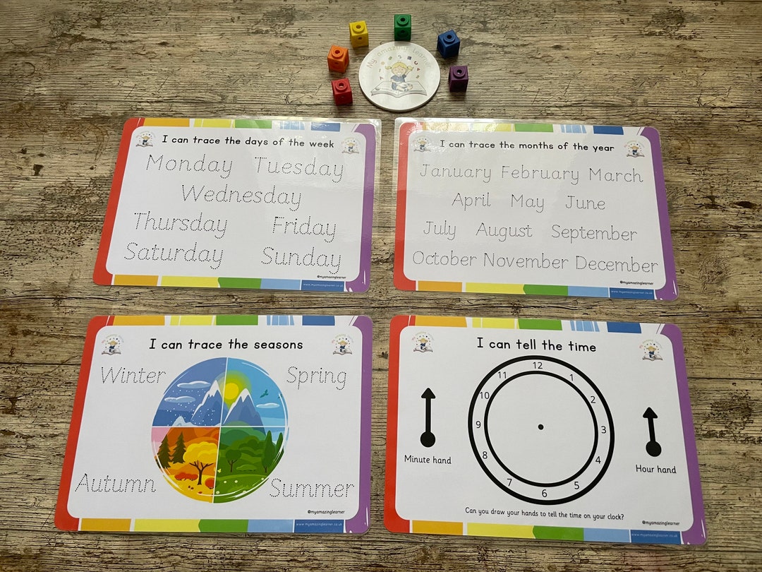 Starter Calendar Learning Pack A4 Laminated Worksheets, Preschooler ...