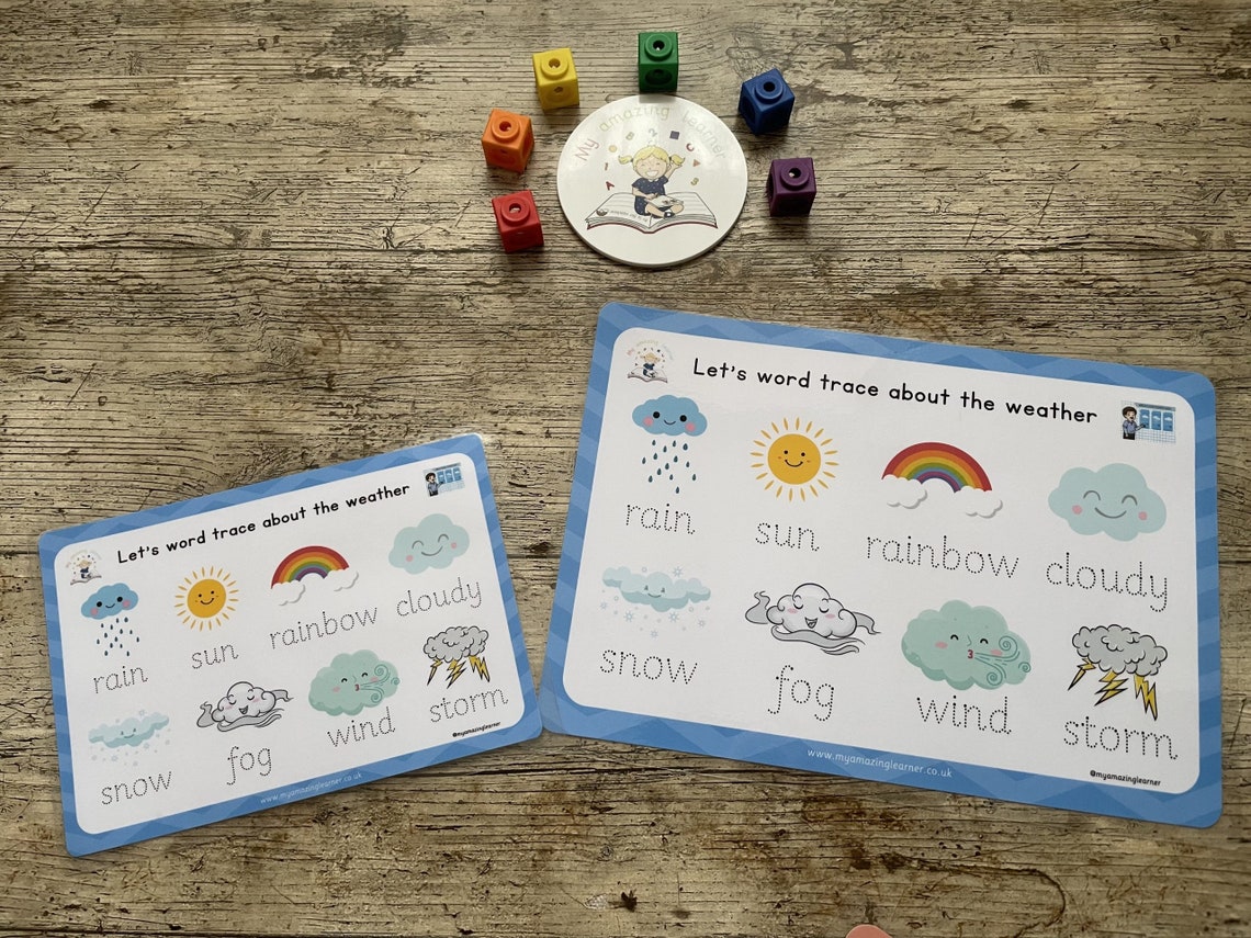 Weather Trace Laminated Worksheet - Etsy